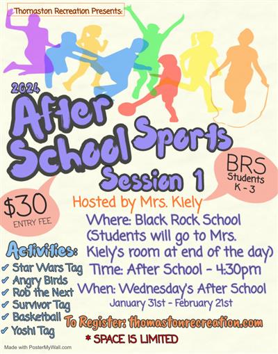 Thomaston Recreation Department: 2024 After School Sports Session 1